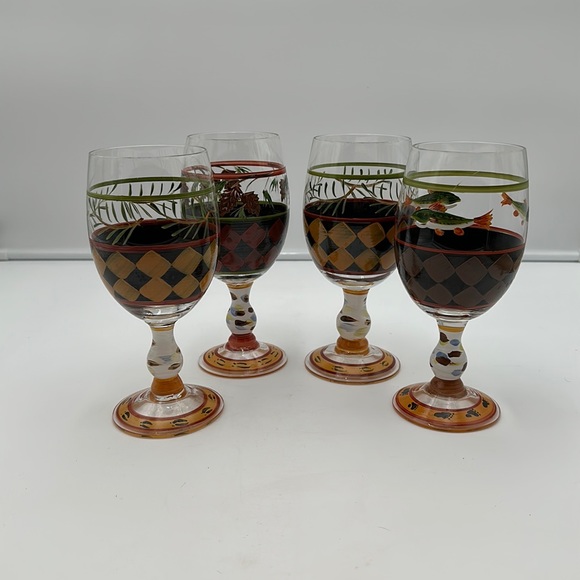 Zrike | Dining | Set Of 4 Zrike Outpost 4 Oz Water Goblets Hand Painted ...